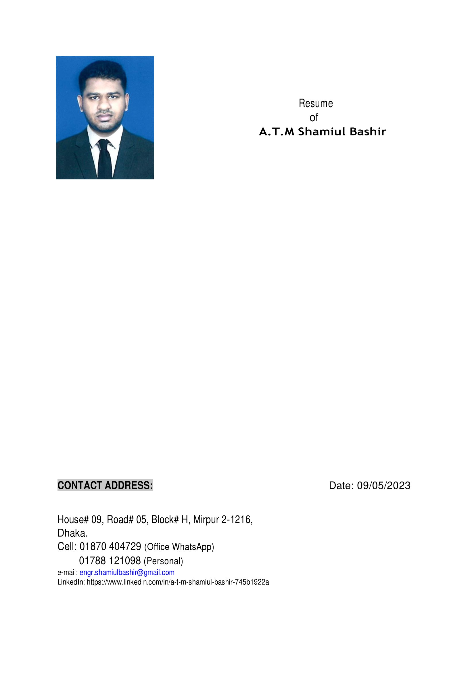 CV || A.T.M Shamiul Bashir